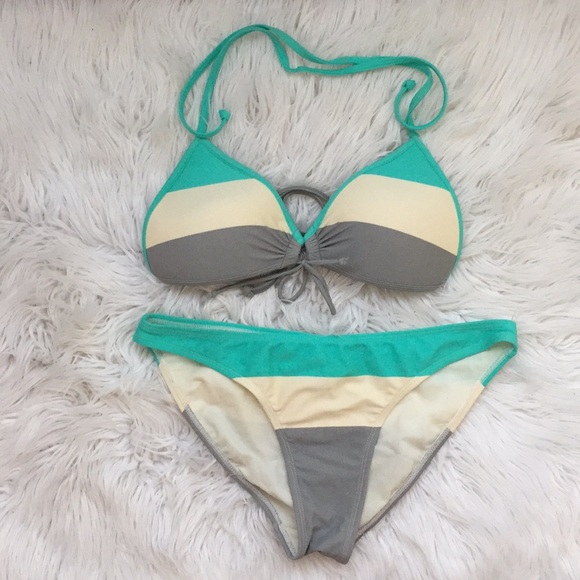 Body Glove | Swim | Three Toned Striped Triangle Bikini Bathing Suit ...